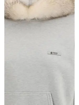 Prada Hoodie Features A Hood Lined In Shearling
