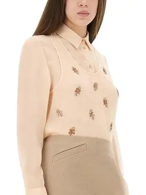 Fendi Embroidered Georgette Top