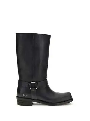 GOLDEN GOOSE Leather Biker Boots - Black