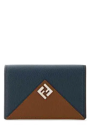 Fendi Navy Leather Card Holder - Blue