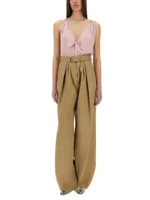Dries Van Noten Wide-leg Belted Pants - Cream