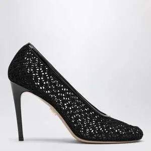 FERRAGAMO Cotton Macrame Stiletto Pump - Black