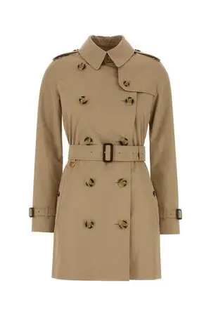 Burberry Beige Gabardine Heritage Kensington Trench Coat - Brown