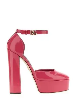 Dolce & Gabbana Glossy Leather Platform Pumps - Pink