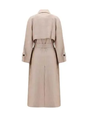 Brunello Cucinelli Linen Trench Coat With Lurex