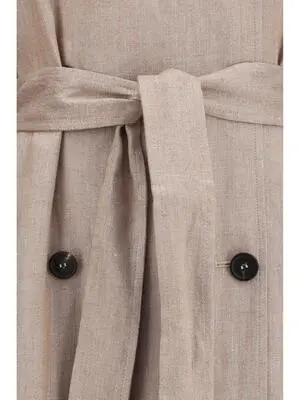 Brunello Cucinelli Linen Trench Coat With Lurex
