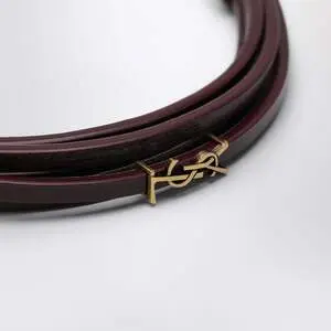 Saint Laurent Cassandre Multi-wrap Leather Bracelet