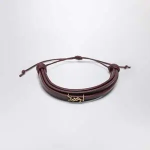 Saint Laurent Cassandre Multi-wrap Leather Bracelet - Red
