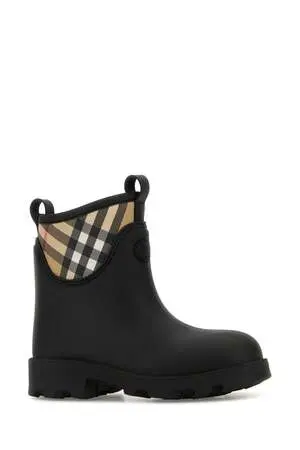 Burberry Rubber Marsh Stamp Ankle Boots - Black