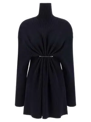 Balenciaga Pinched Ribbed Knit Mini Dress - Blue