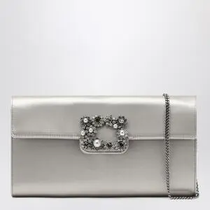 ROGER VIVIER Satin Clutch Bag With Buckle - Gray