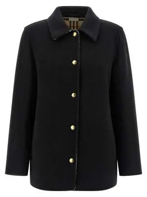 Burberry Check Lining Wool Jacket - Black