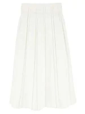 JIL SANDER Pleated Linen Midi Skirt - White