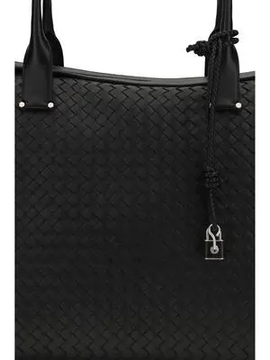 Bottega Veneta Intrecciato Nappa Leather Duffel Travel Bag - Black