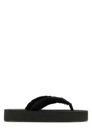 Balenciaga Satin Jet Leg Thong Slippers - Black