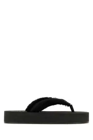 Balenciaga Satin Jet Leg Thong Slippers - Black