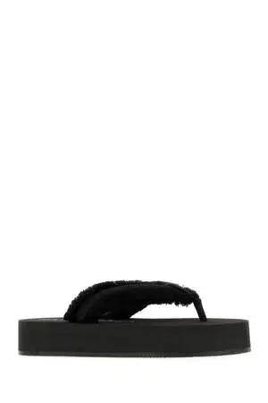 Balenciaga Satin Jet Leg Thong Slippers - Black