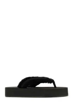 Balenciaga Satin Thong Slippers - Black
