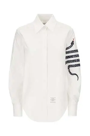 Thom Browne Embroidered Animal Print Long Sleeve Button Up Shirt - Multicolor