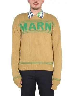 Marni Knit Sweatshirt With Logo - Yellow