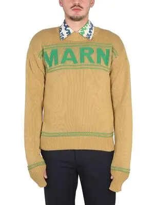 Marni Knit Sweatshirt With Logo - Yellow
