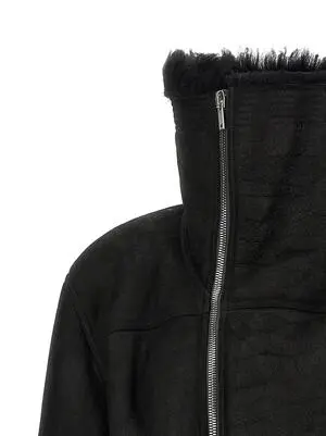Rick Owens Cropped Shearling Flight Jacket - Black