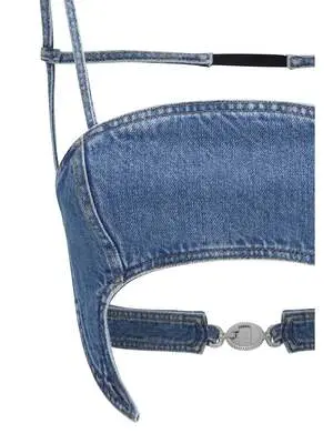 MARINE SERRE Organic Cotton Denim Moon Top - Blue