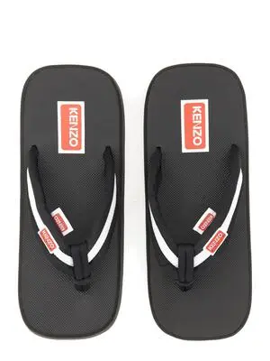 Kenzo Slide Sandal With Logo - Black