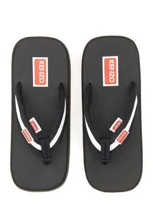 Kenzo Slide Sandal With Logo - Black