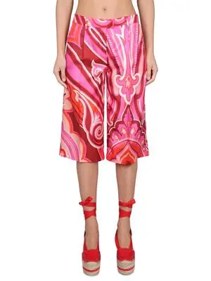 Etro Silk And Cotton Bermuda Shorts - Pink