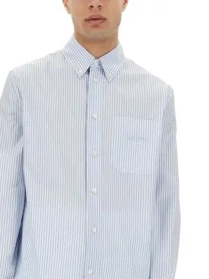 Versace Striped Shirt With Silk Printed Insert - Multicolor
