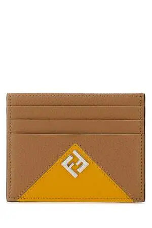 Fendi Beige Leather Card Holder - Brown