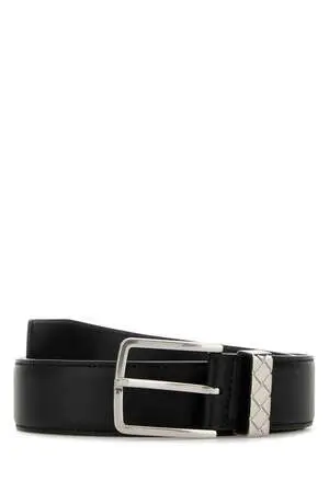 Bottega Veneta Leather Intreccio Loop Belt - Black