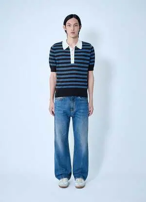 WALES BONNER Striped Knit Polo Shirt