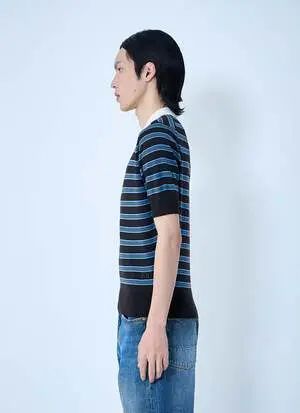 WALES BONNER Striped Knit Polo Shirt