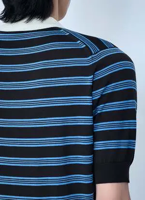 WALES BONNER Striped Knit Polo Shirt