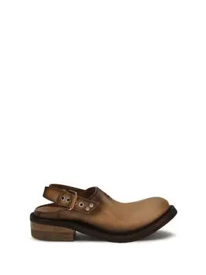 Miu Miu Leather Mules - Brown