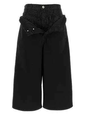 Attico Crystal Insert Jeans - Black