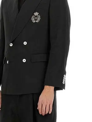 Dolce & Gabbana Linen Double-breasted Jacket - Black