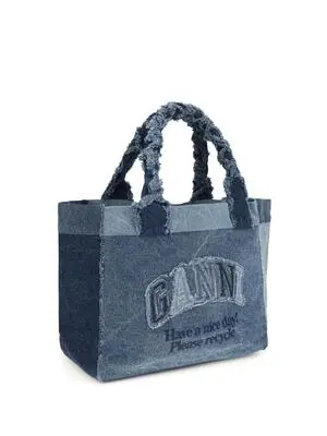 GANNI Medium Trapeze Denim Shopper - Blue
