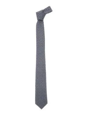 GUCCI Gucci Men Grey Tie With All-Over Horsebit Print In Silk Man