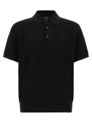 Brioni Trama' Weaving Polo - Black