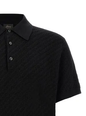 Brioni Trama' Weaving Polo - Black