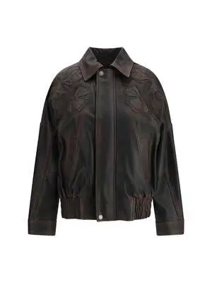GOLDEN GOOSE Nappa Leather Bomber Jacket - Brown