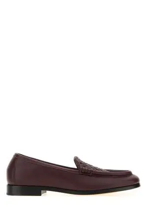 Bottega Veneta Burgundy Leather Silenzio Loafers - Red
