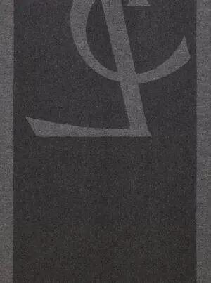 Saint Laurent Grey Scarf With Maxi Logo Lettering And Fringed Hem In Silk - Multicolor