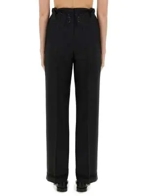 MAISON MARGIELA Wool And Mohair Wide Leg Trousers - Black