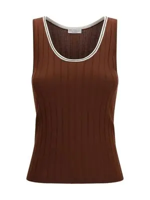 Brunello Cucinelli Ribbed Jersey Top - Multicolor