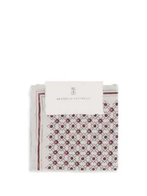 Brunello Cucinelli Brunello Cucinelli Men Brunello Cucinelli Men Silk Pochette With Geometric Pattern Multicolor