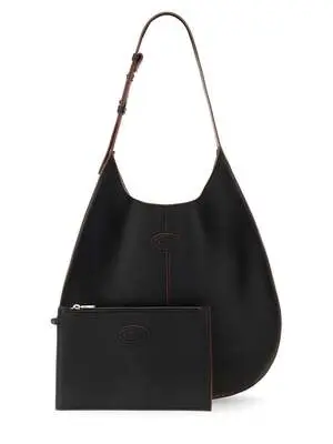 TOD'S Calfskin Hobo Bag - Black